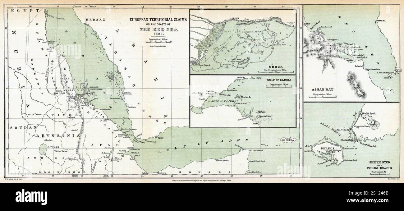European territorial claims on the coasts of the Red Sea 1885 Stock ...