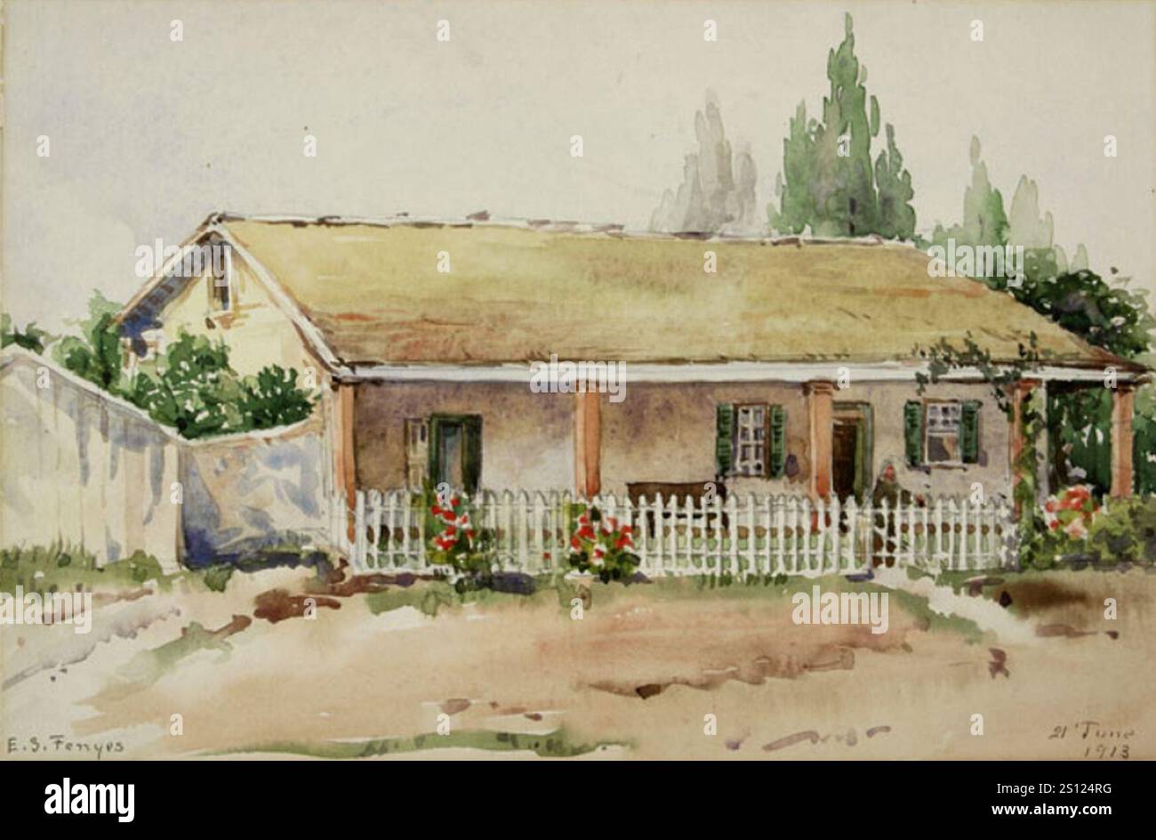 Eva Scott Fényes - The Adobe House Once Belonging to Juan Avila, 1913 ...