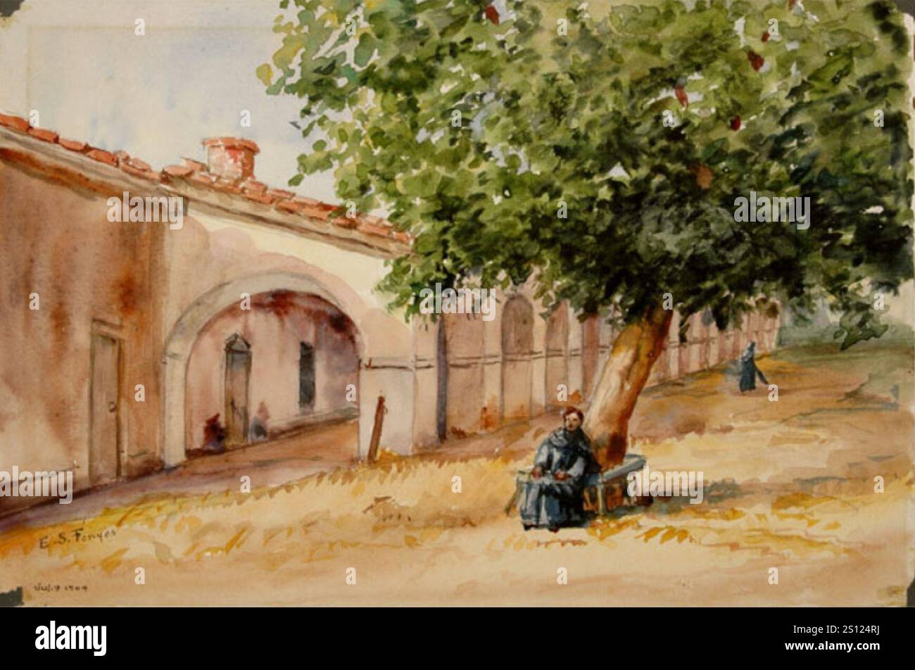 Eva Scott Fényes - A View at the Mission of San Juan Bautista, 1904 ...