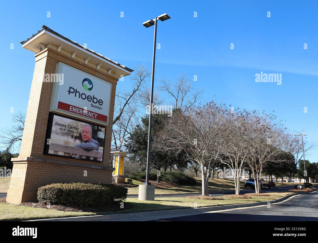 Plains, Georgia, USA. 30th Dec, 2024. The sign at the main entrance of ...