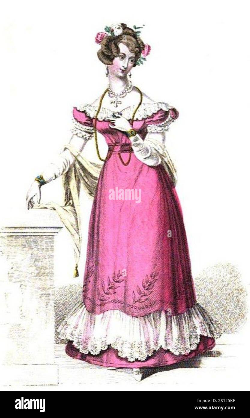 Evening dress - from La Belle Assemblée December 1826 Stock Photo - Alamy