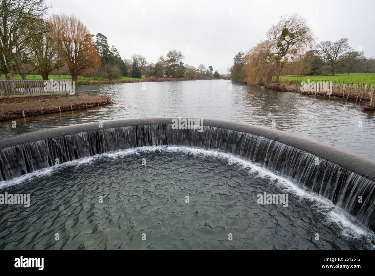 The weir at The Vyne near Sherborne St John, Hampshire, England, UK ...