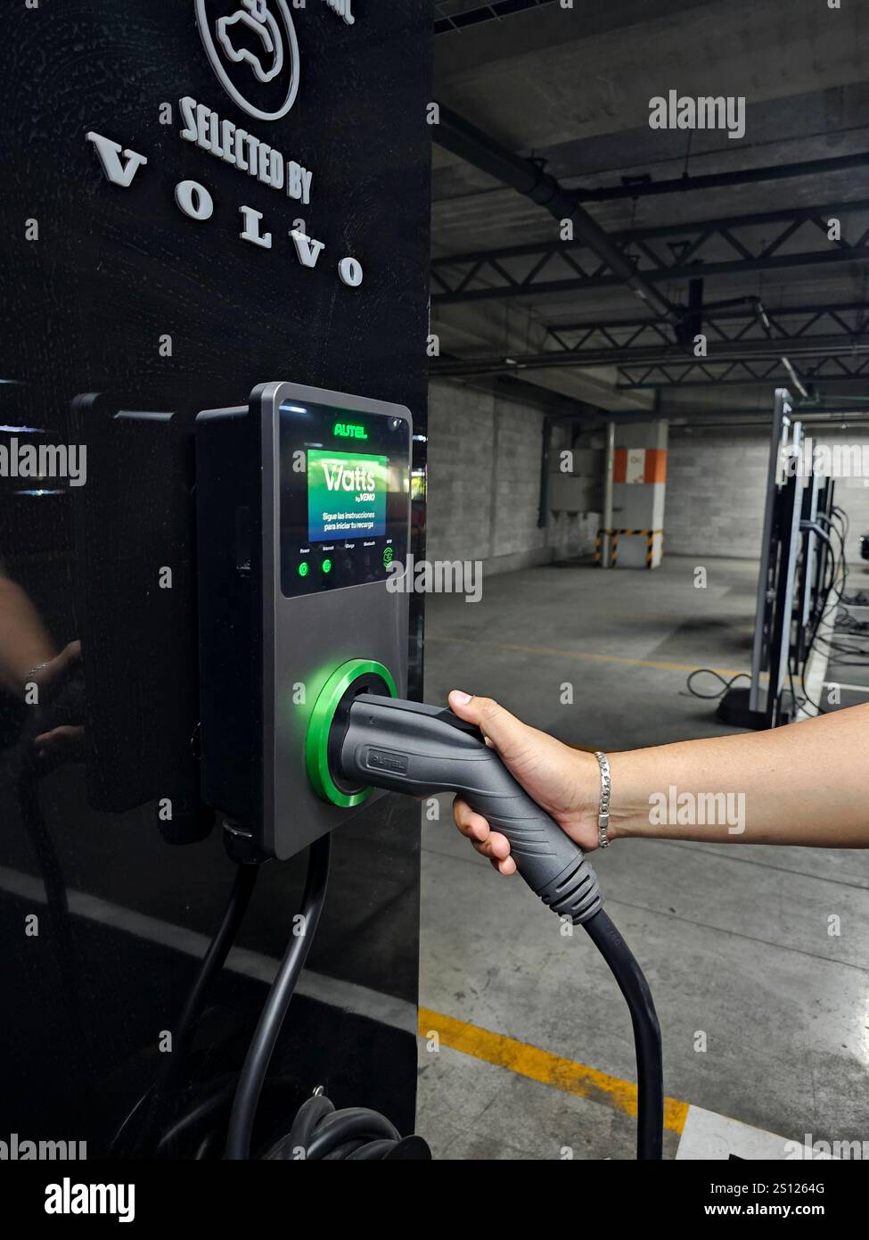 Mexico City, Mexico - May 28 2024: Public charging station for electric vehicles VEMO Charging ...