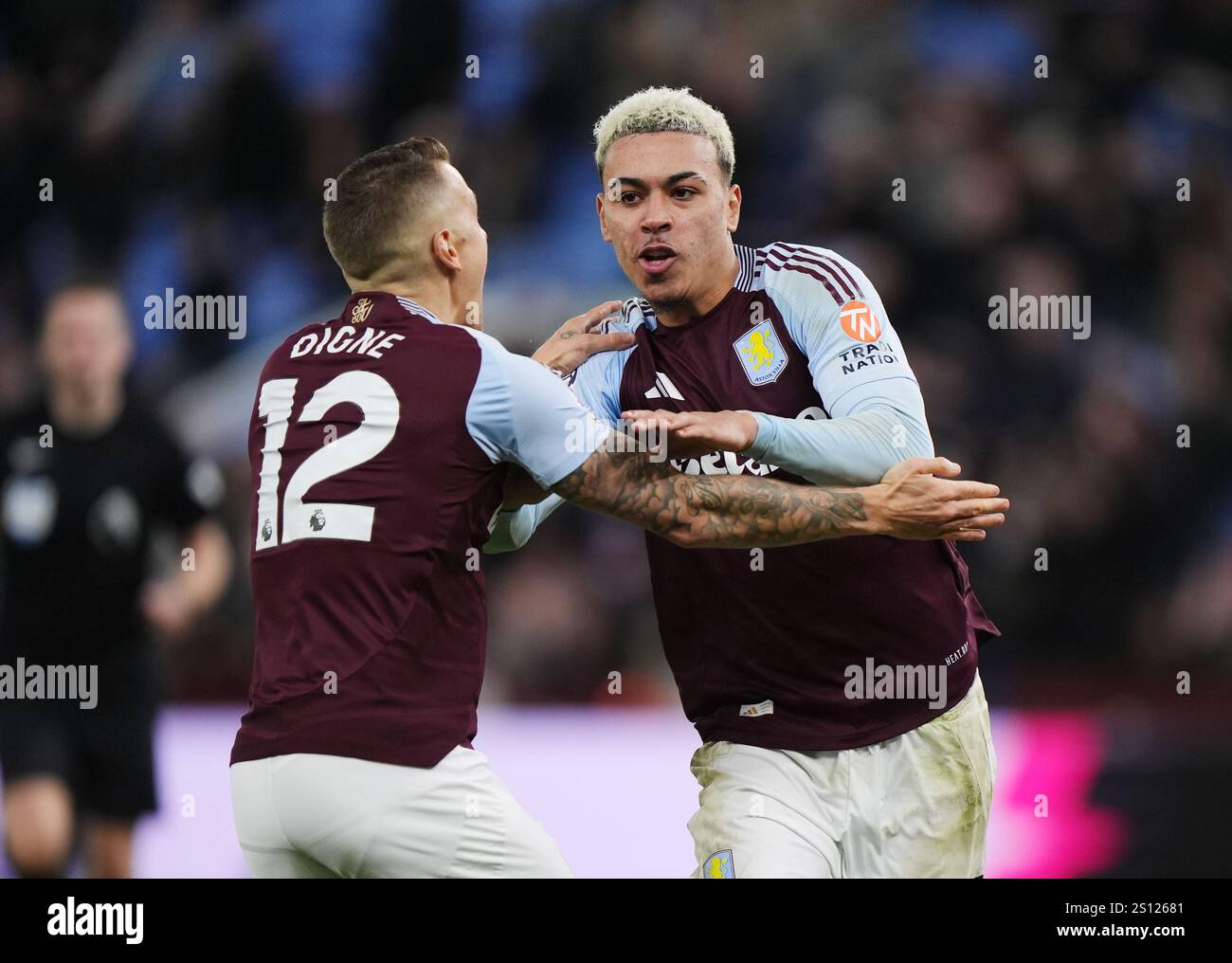 Aston Villa's Morgan Rogers celebrates scoring their side's second goal ...