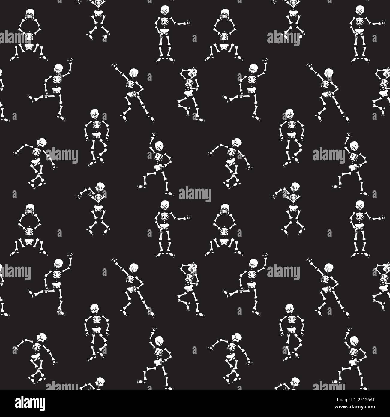 Dancing skeletons on a black background. Seamless pattern. Vector ...