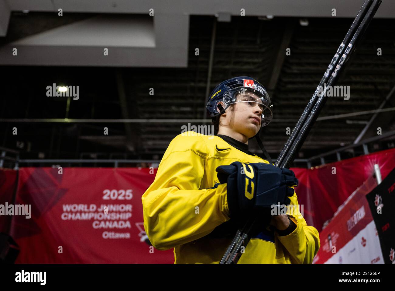 241230 Felix Unger Sörum of Sweden ahead of a practice session during ...