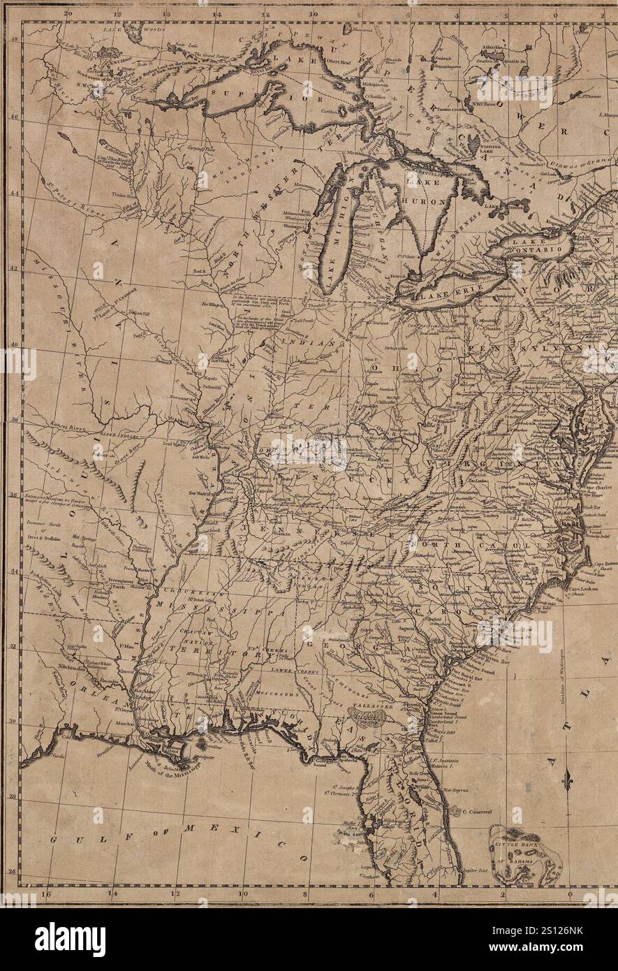 Excerpt of 1813 Improved Map of the United States by Shelton & Kensett ...