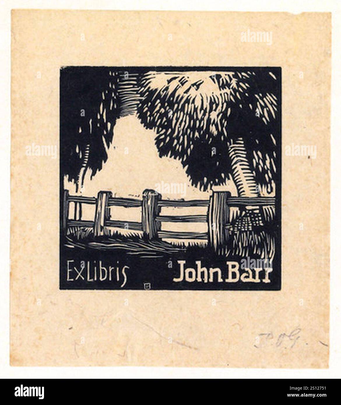 Ex-libris John Barr - Thomas Ralph de Vere Gulliver Stock Photo - Alamy