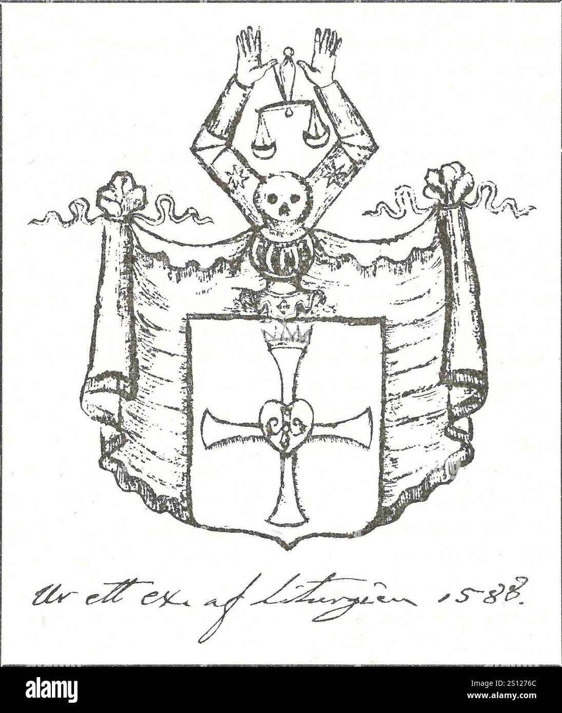 Exlibris förfalskat av Nils Rabenius (bogmärke med familjen Rabbes ...