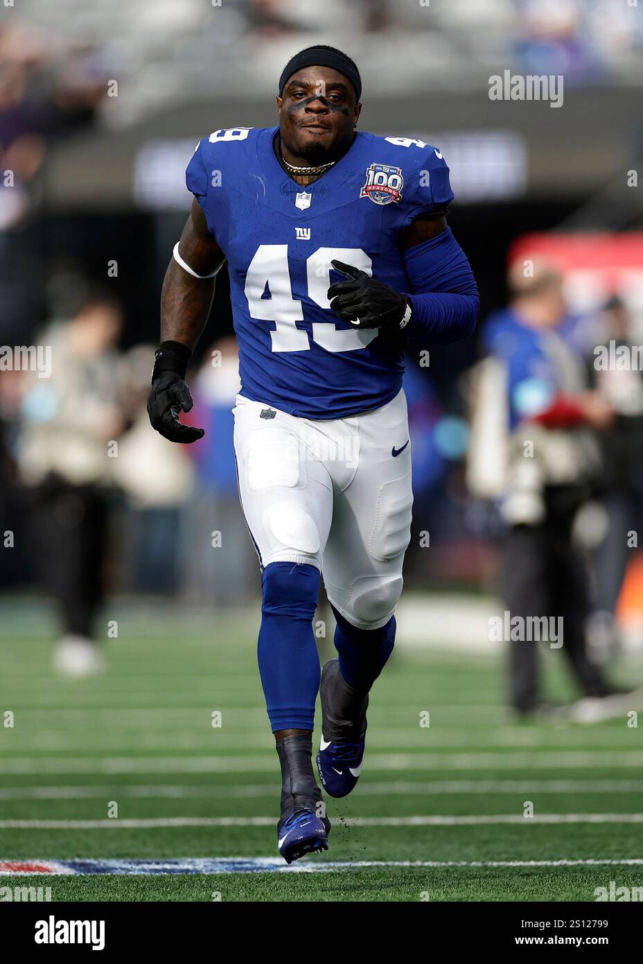New York Giants linebacker Matthew Adams (49) before an NFL football ...