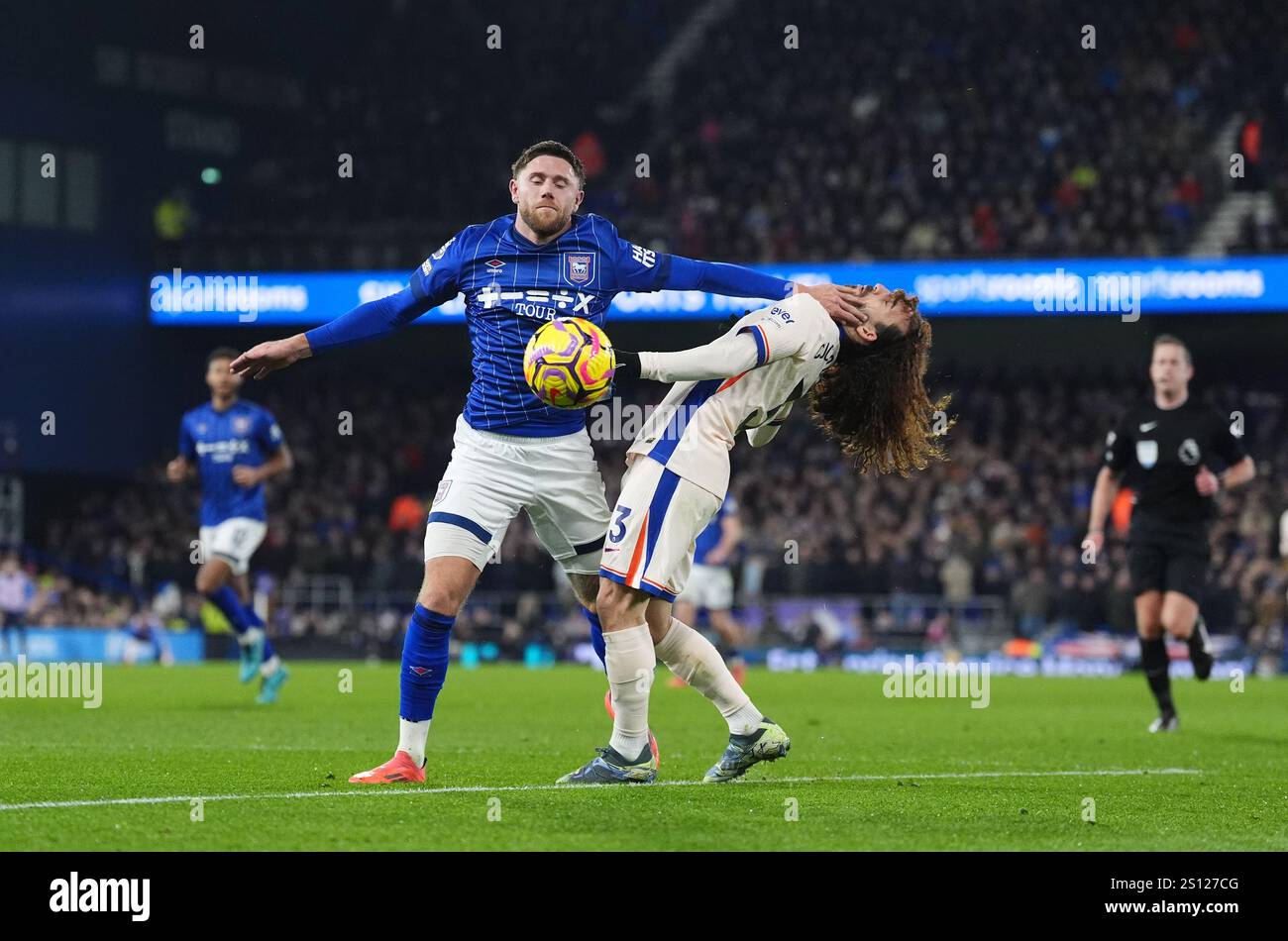 Ipswich Town's Wes Burns in action against Chelsea's Marc Cucurella ...