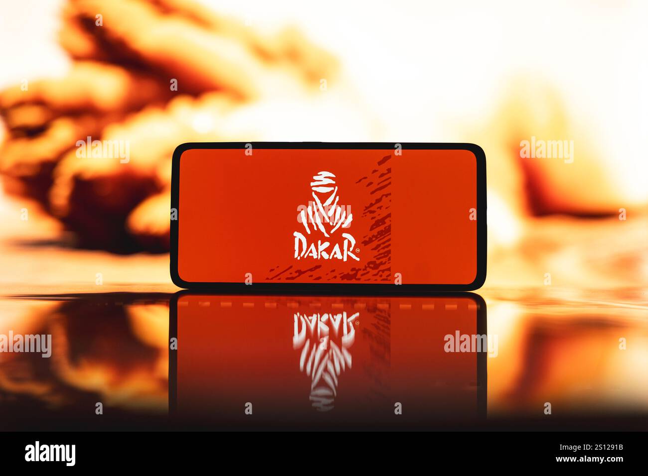 Dakar rally logo displayed on screen. December 30, 2024 Stock Photo - Alamy