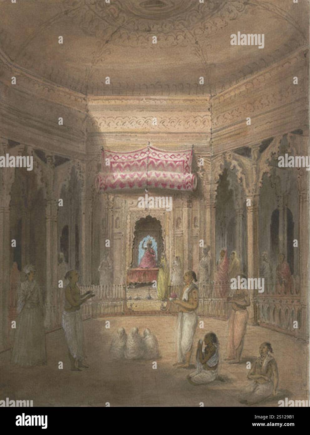 Exterior and interior views of a temple at Brindaban (interior), a ...