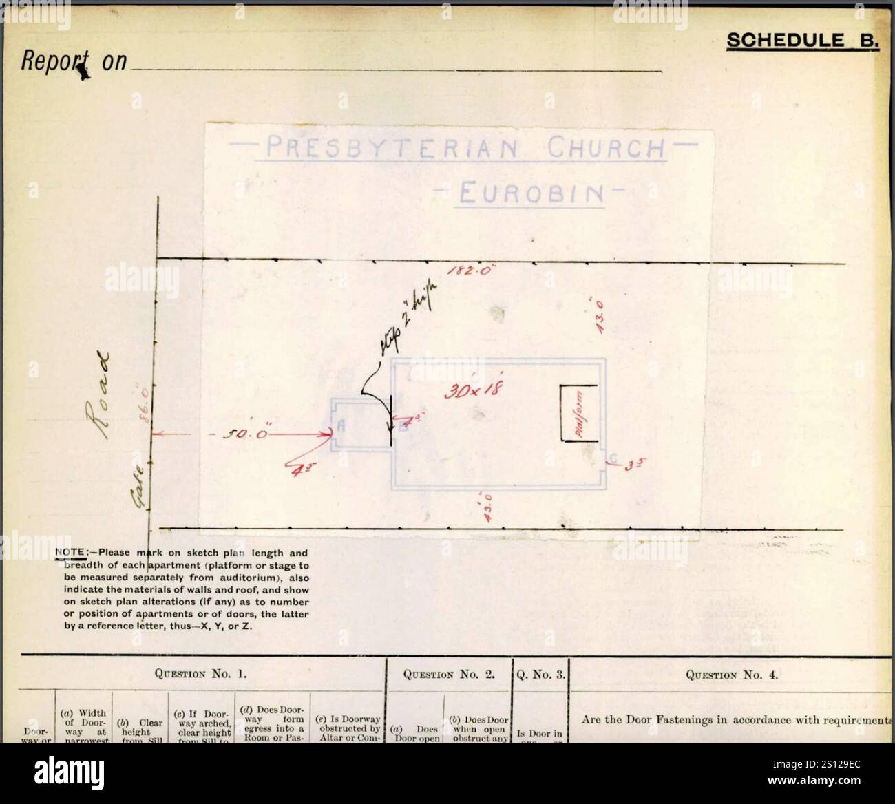 Extract from Presbyterian Church Eurobin Plans Stock Photo - Alamy