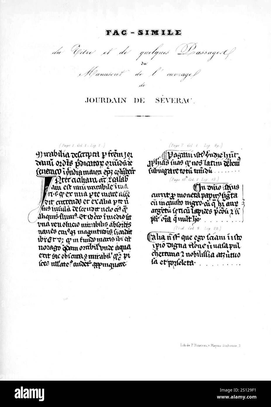 Extracts from Jordanus, Mirabilia descripta (14th century Stock Photo ...