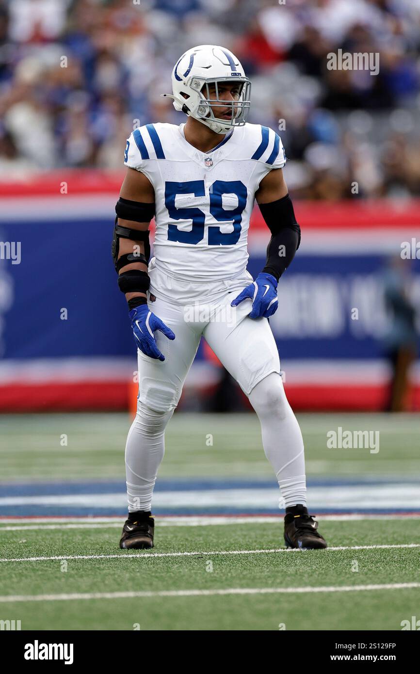 Indianapolis Colts linebacker Cameron McGrone (59) defends during an ...