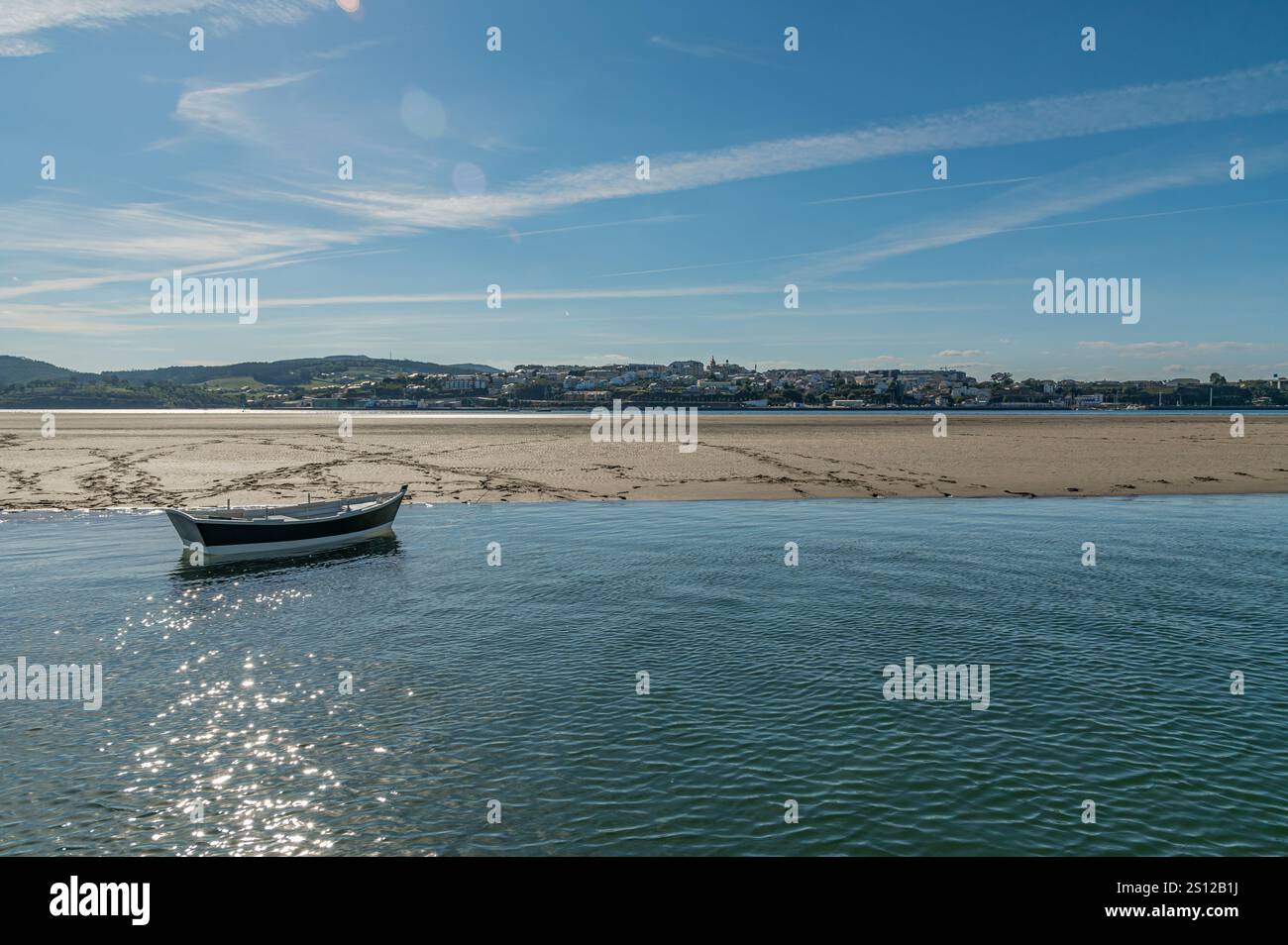 View of the Eo estuary (Ribadeo estuary), natural border between ...