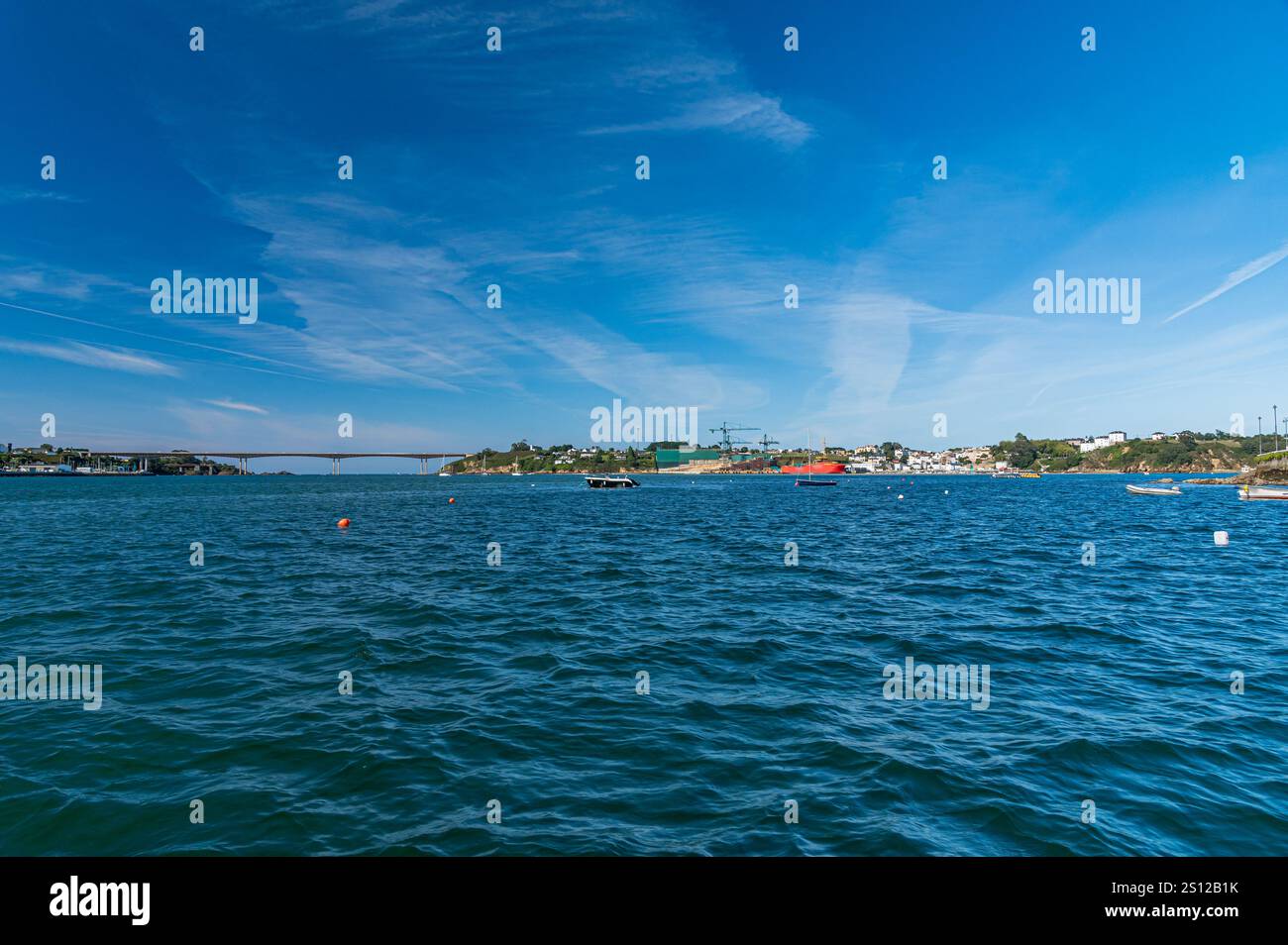View of the Eo estuary (Ribadeo estuary), natural border between ...