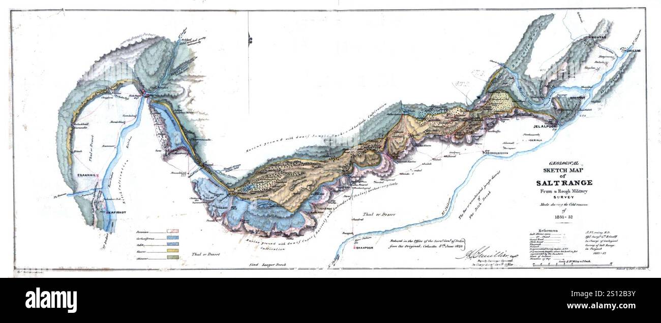 F09-06 1853 Geological Sketch Map of Salt Range Stock Photo - Alamy