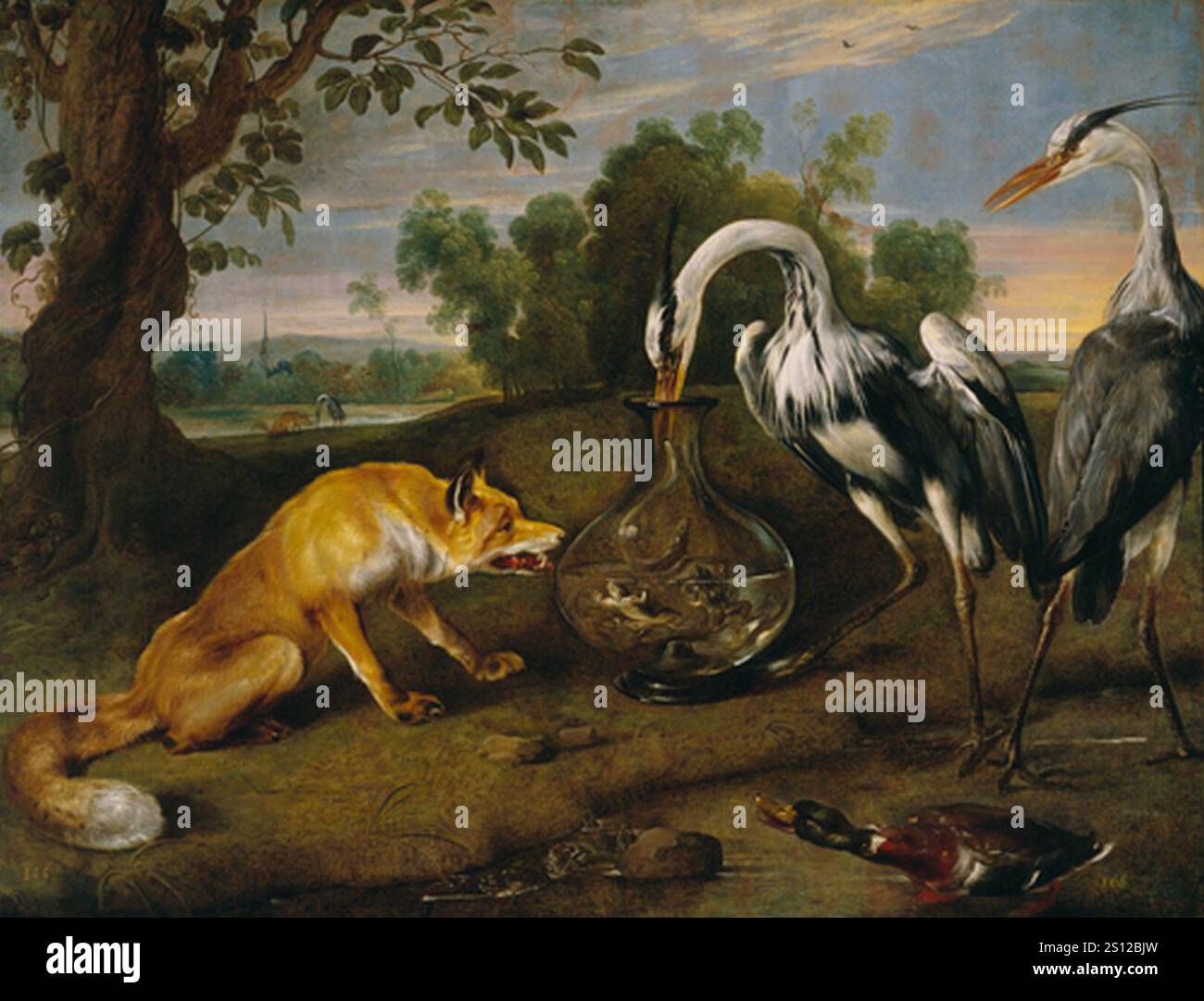 Fable of the Fox and Herons Stock Photo - Alamy
