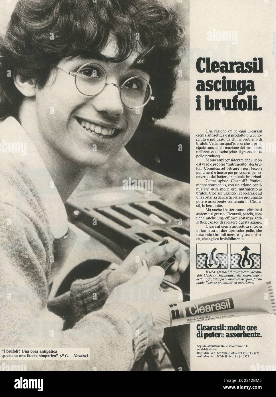 1981 Italian Clearasil antiseptic creme acne medication ad Stock Photo ...
