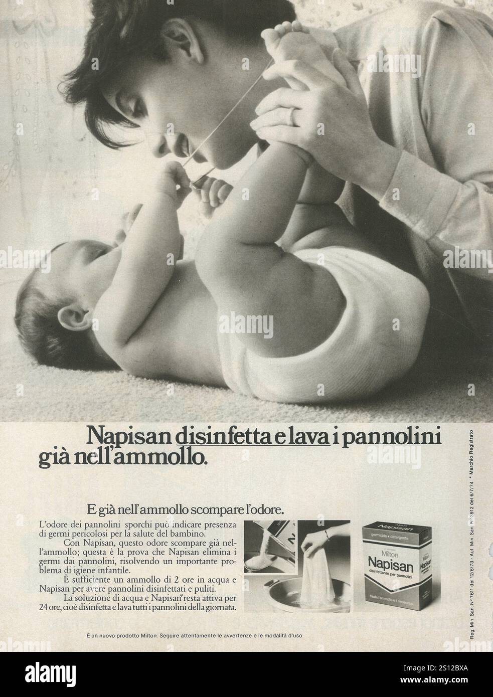 1981 Italian Napisan germicidal nappy treatment ad Stock Photo - Alamy
