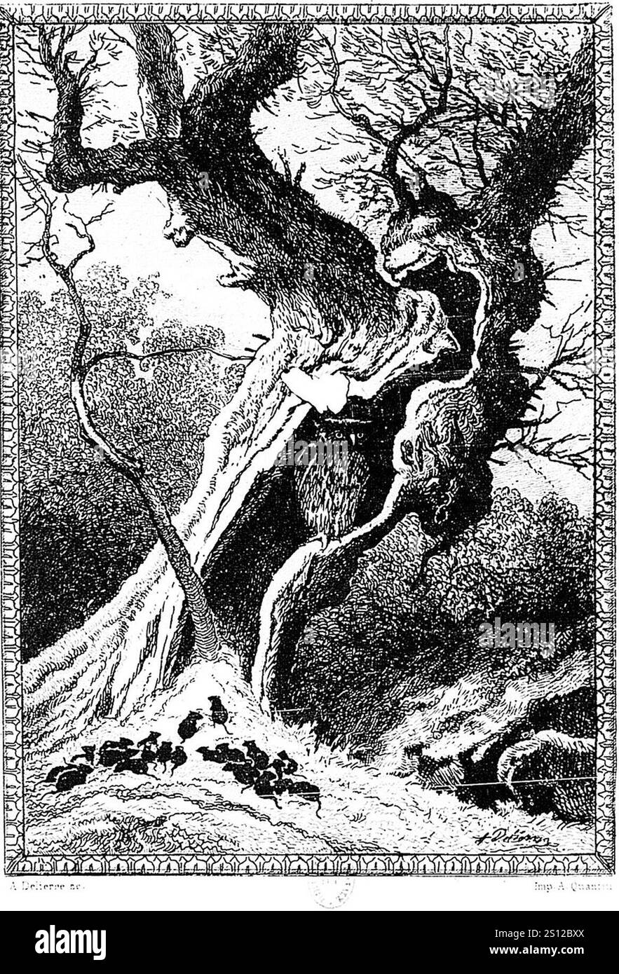 Fables de La Fontaine - Auguste Delierre - Les Souris et le Chat-huant ...