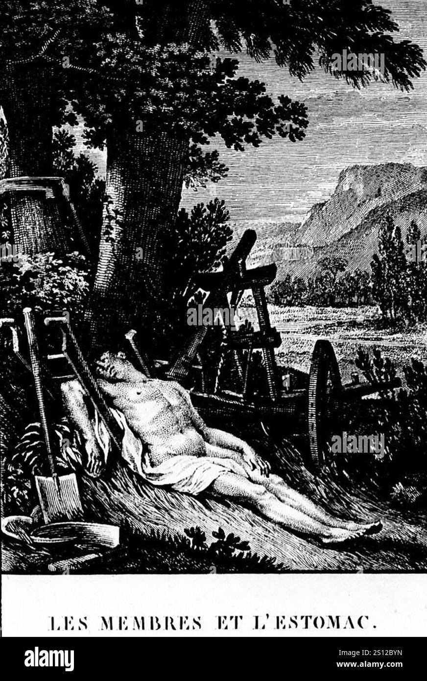 Fables de La Fontaine - J.M. Moreau - Les Membres et l'Estomac Stock ...