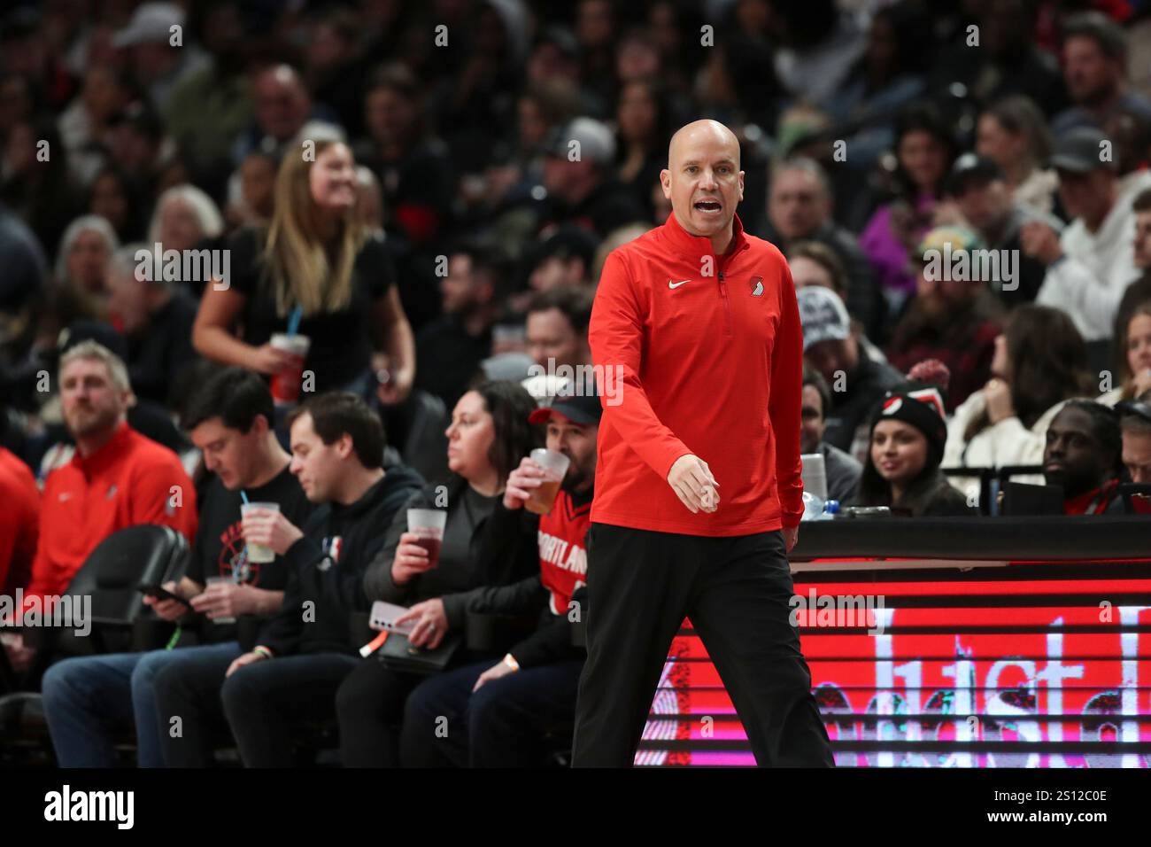 Portland Trail Blazers acting head coach Nate Bjorkgren calls out to ...