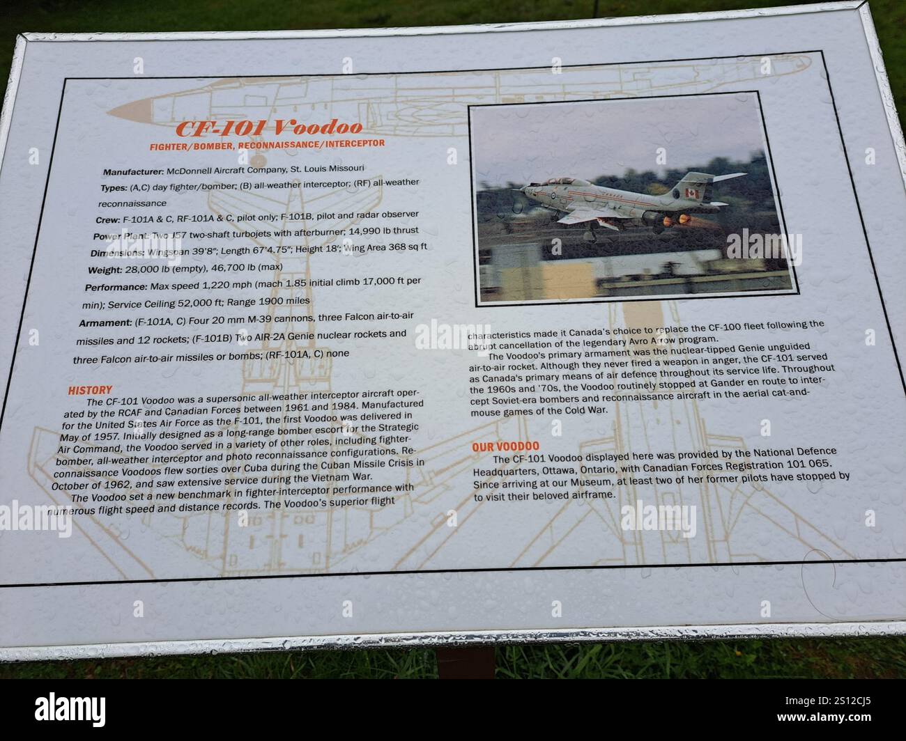 Information sign for CF-101 Voodoo fighter bomber at the North Atlantic ...