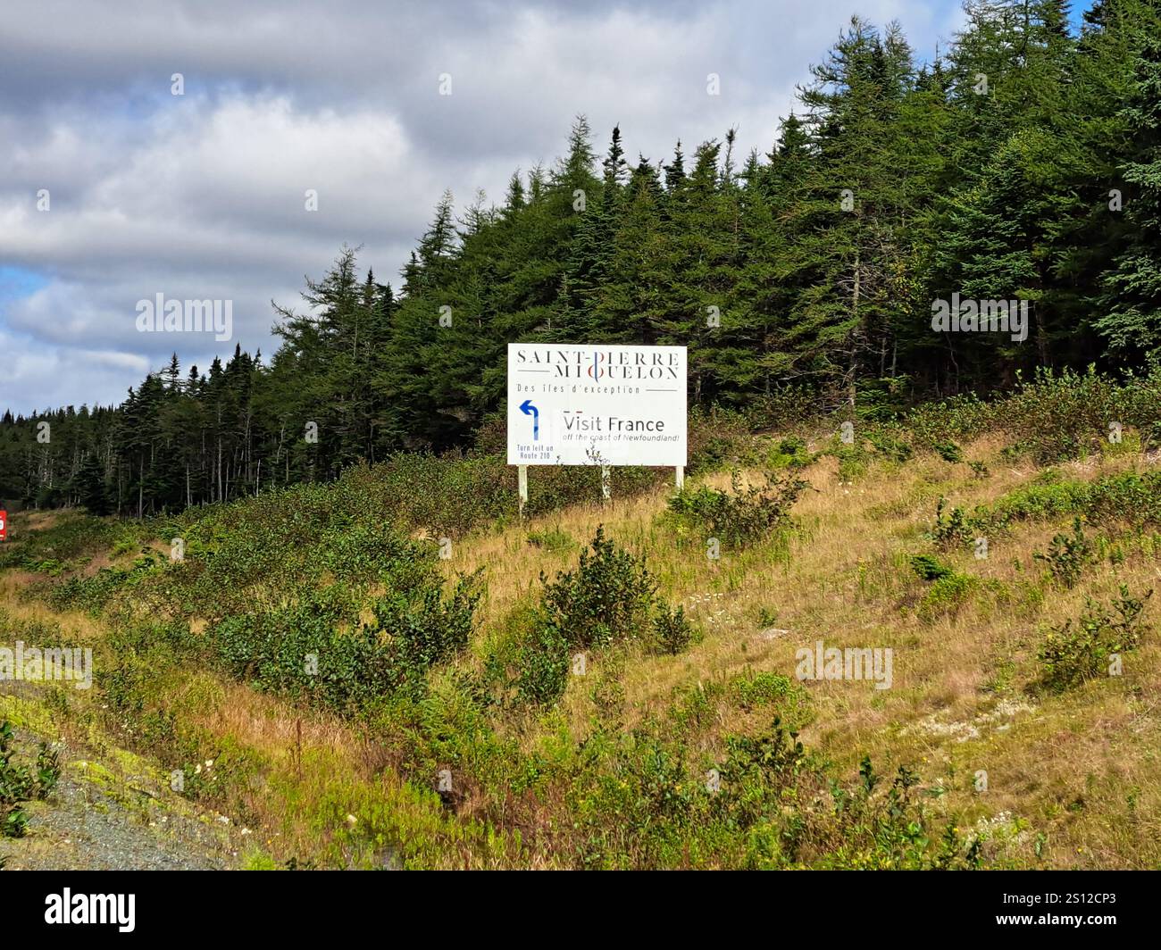 St. Pierre & Miquelon visit France sign at the turn off in Goobies ...