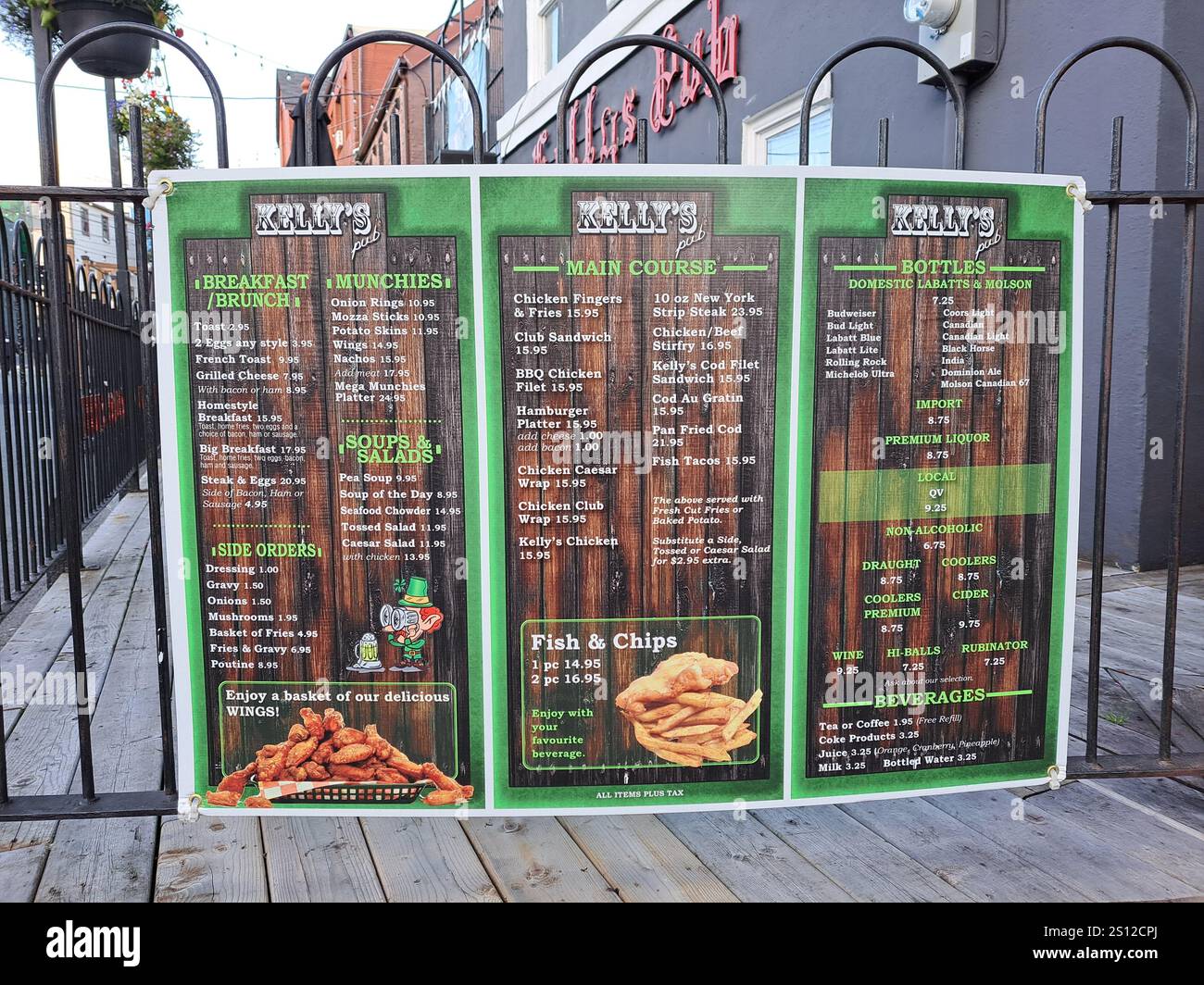 Kelly's Pub menu on George Street in St. John's, Newfoundland ...