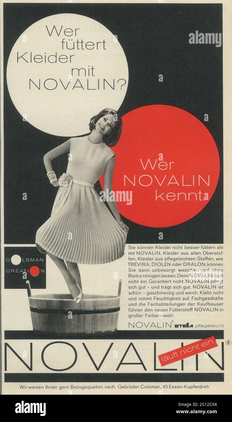 1963 German Novalin Stella laundry detergent ad Stock Photo - Alamy