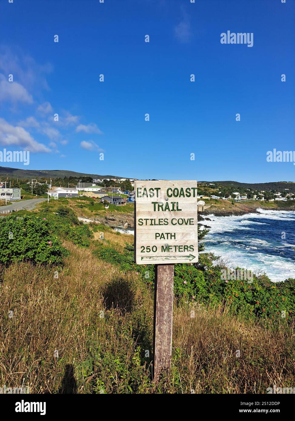 East Coast Trail to Stiles Cove sign in Pouch Cove, Newfoundland ...