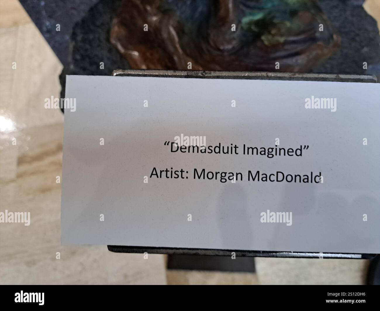 Artist's sign for Demasduit Imagined sculpture inside the provincial ...