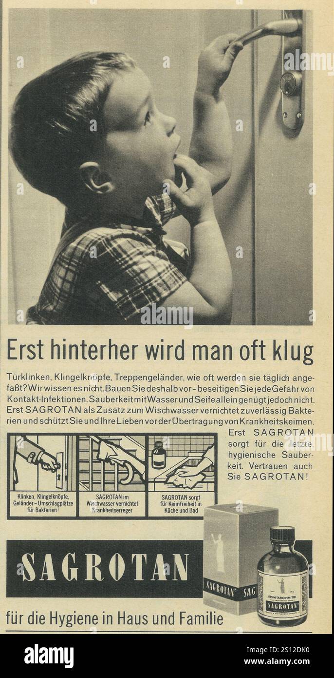 1963 German Sagrotan Disinfectant Hygiene Spray Ad Stock Photo - Alamy