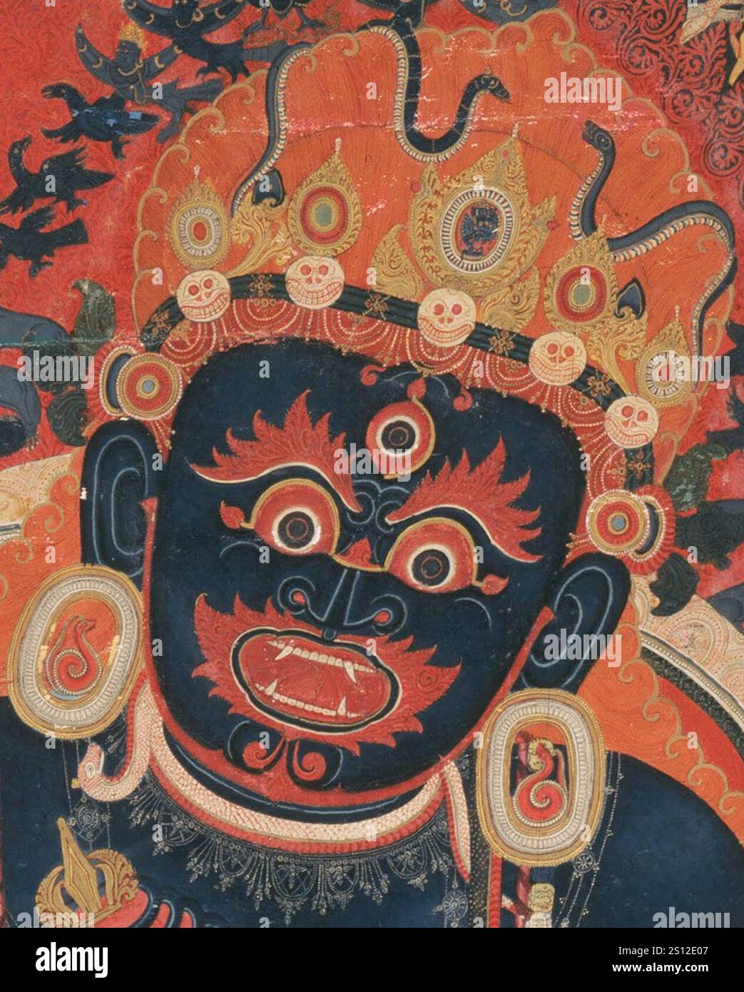 Face detail, 15th-century painting from Tibet, Central Tibetan ...