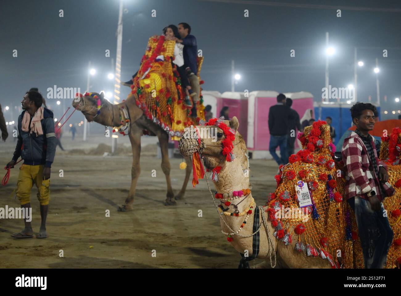 PRAYAGRAJ, INDIA - DECEMBER 30: Digital Kumbh- People offering camel ...