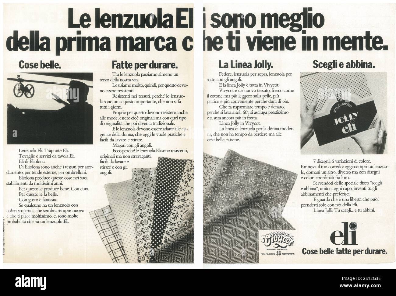 1977 Italian Eli Jolly sheets ad Stock Photo - Alamy