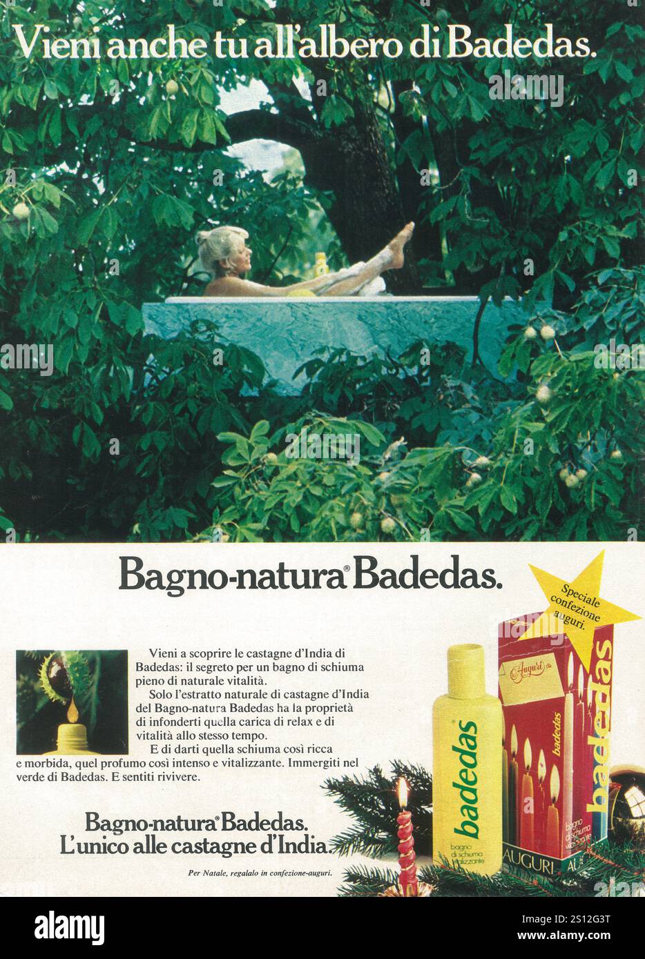 1977 Italian Badedas Bagno-natura bath products ad Stock Photo - Alamy