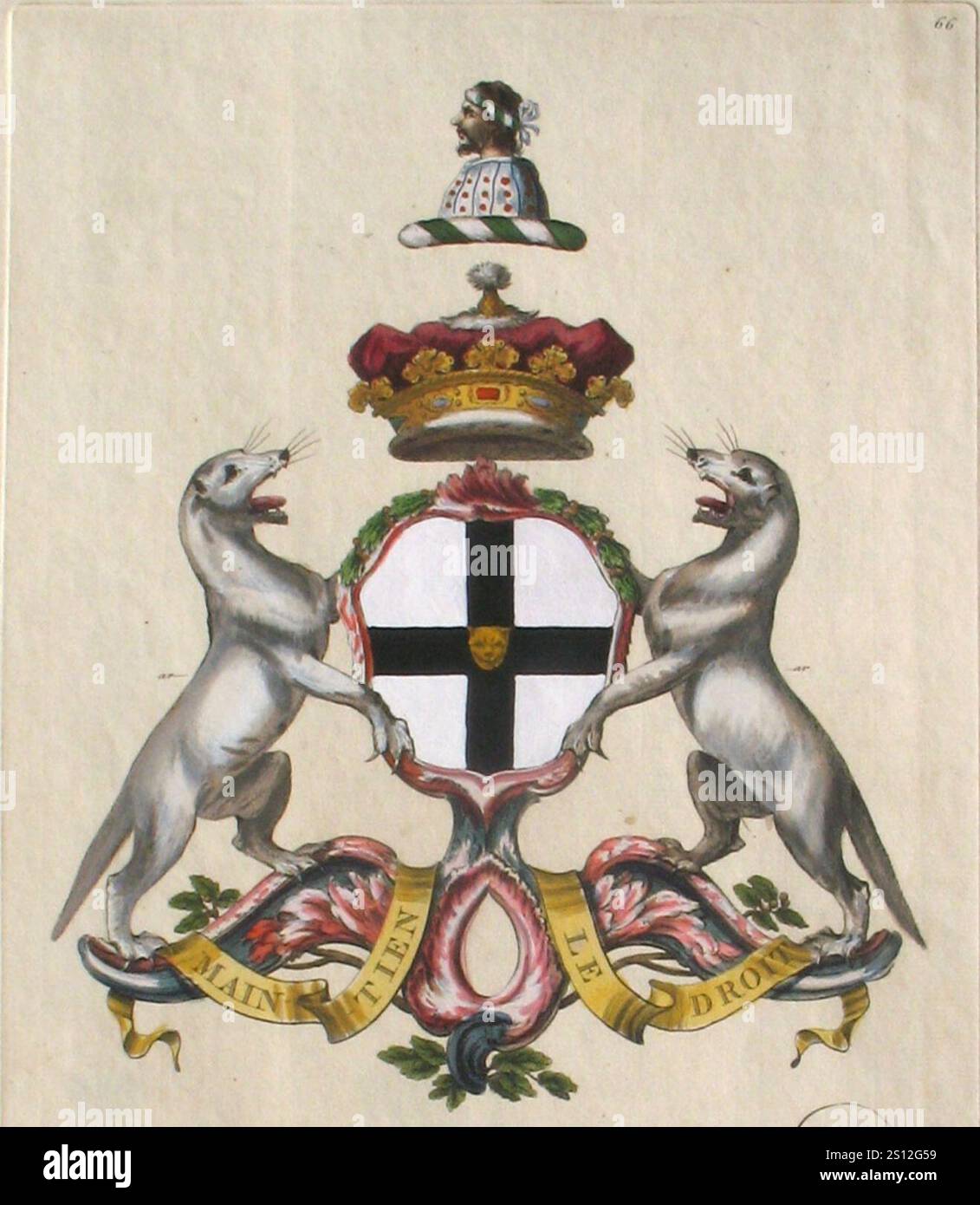 Family crest of Henry Brydges, 2nd Duke of Chandos (1764 Stock Photo ...