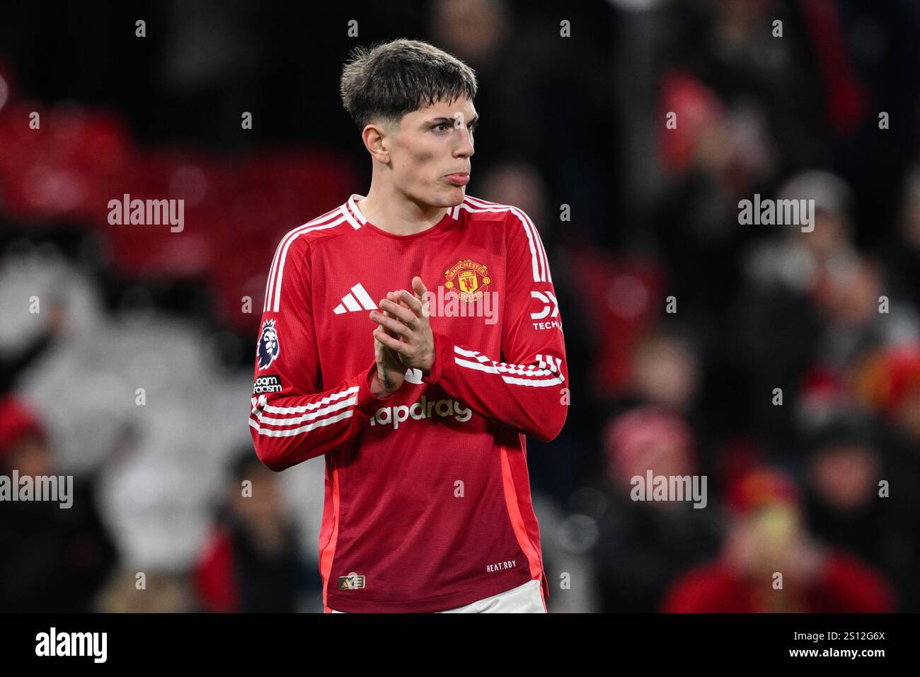 Alejandro Garnacho of Manchester United applauds the home fans after ...