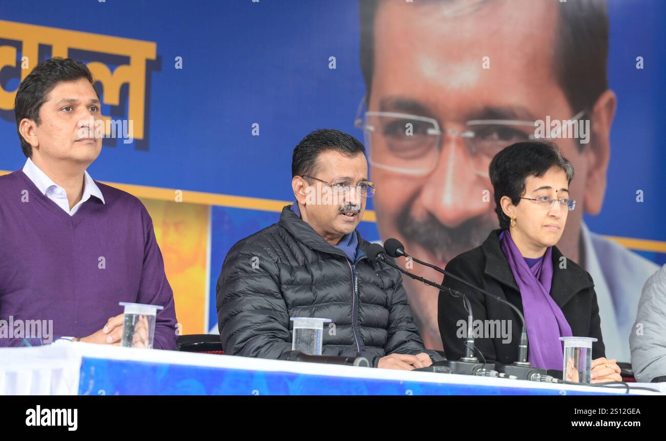 NEW DELHI, INDIA - DECEMBER 30: AAP convenor Arvind Kejriwal along with ...