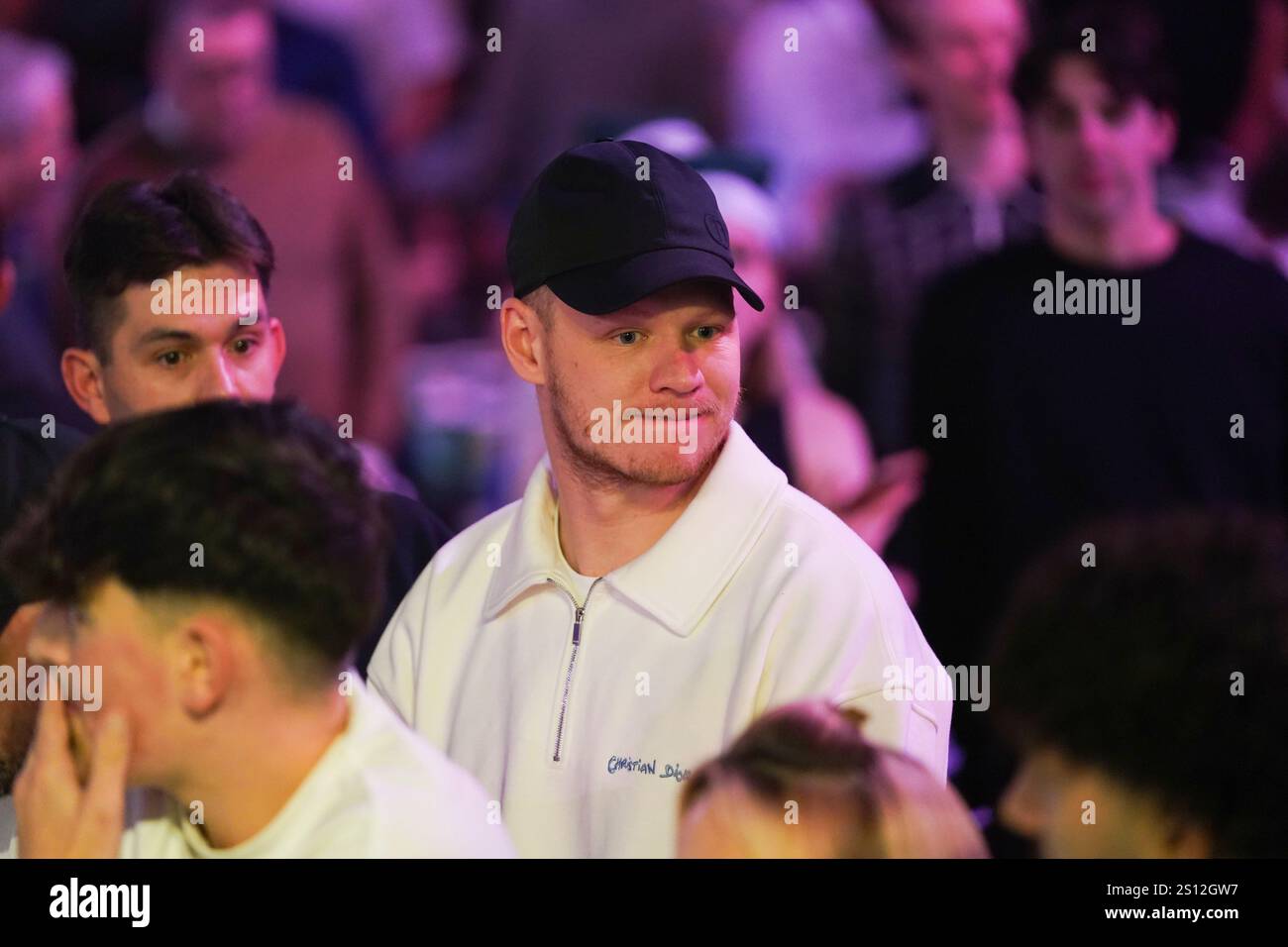 Aaron Ramsdale attends the round 4 match between Luke Littler of ...
