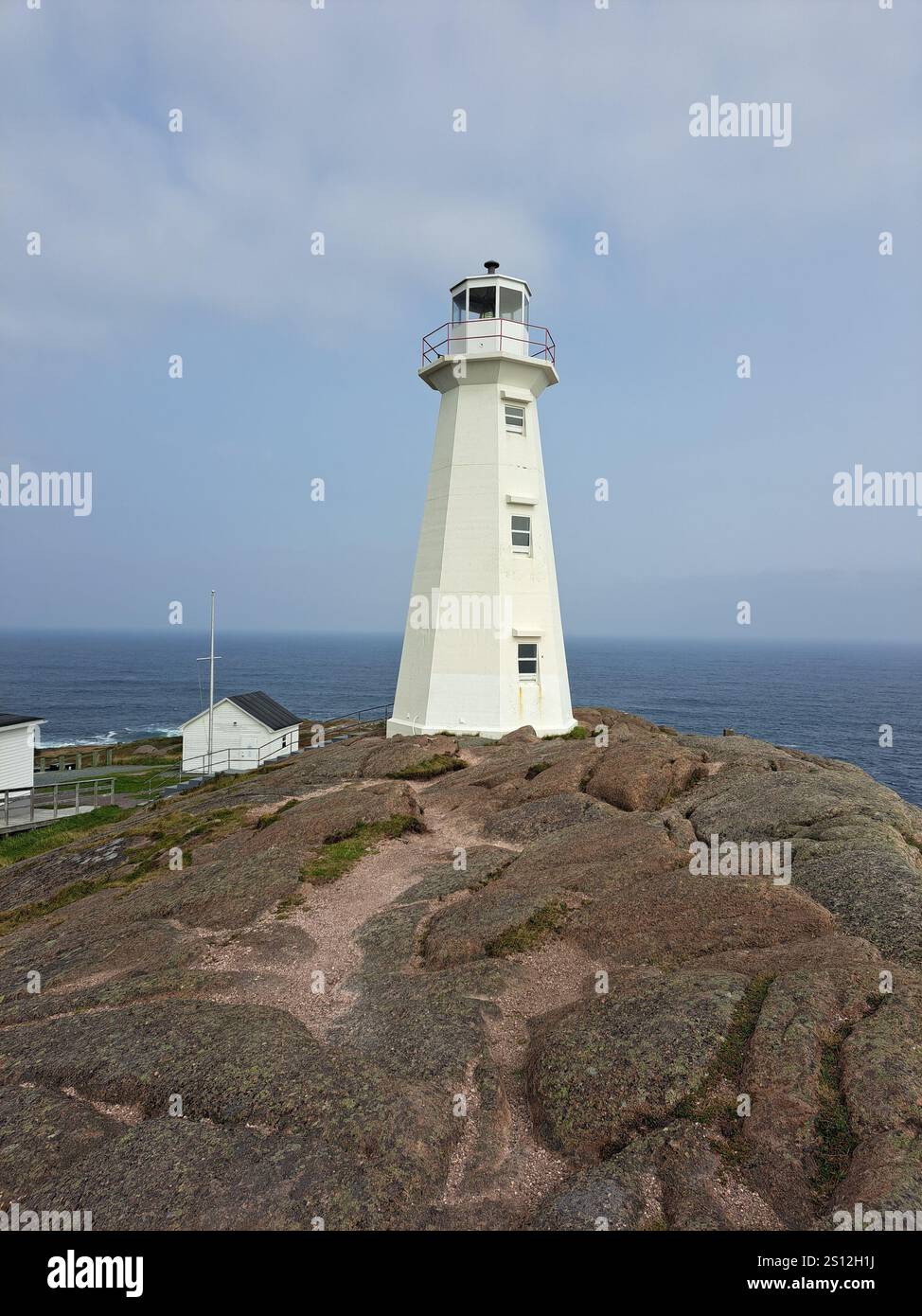 Modern lighthouse at Cape Spear Lighthouse National Historic Site in St ...