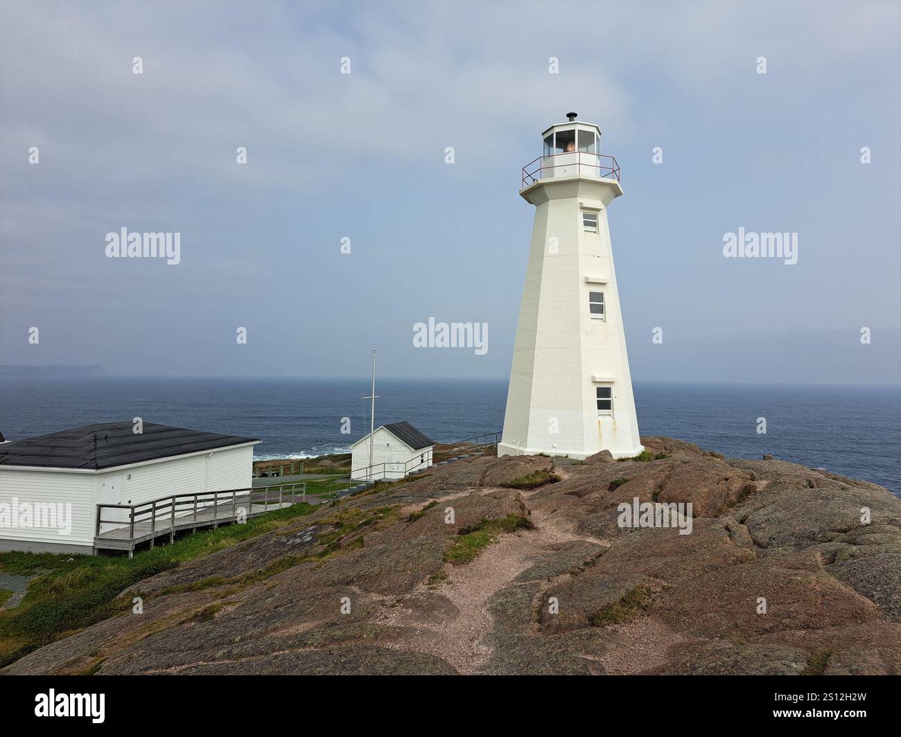 Modern lighthouse at Cape Spear Lighthouse National Historic Site in St. John's, Newfoundland ...