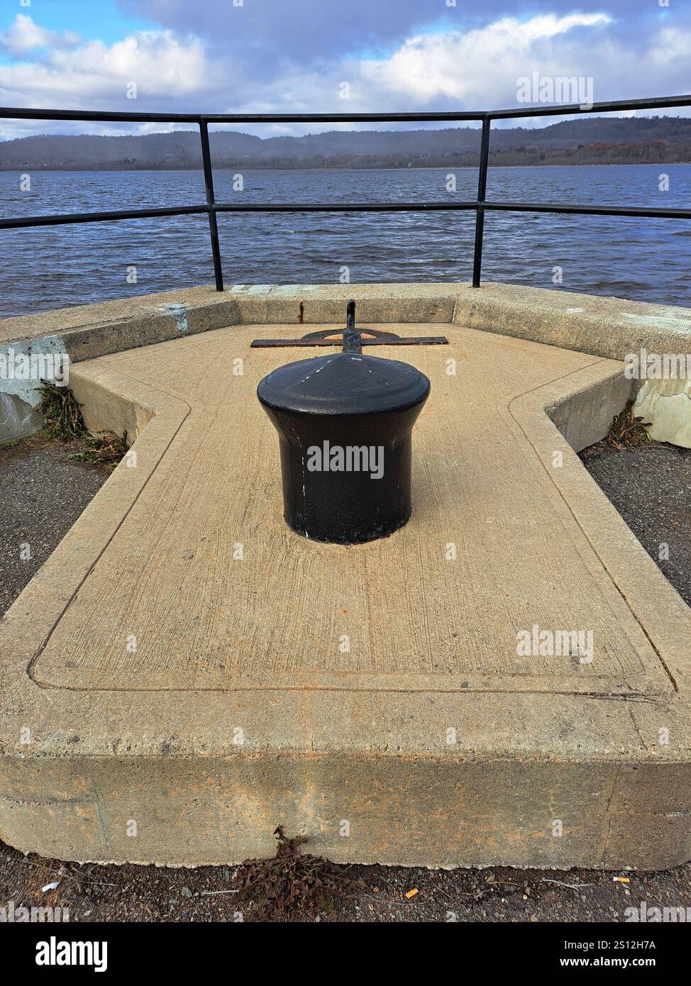 Bollard and vintage rope hook at the Grenville Lighthouse in Quebec ...
