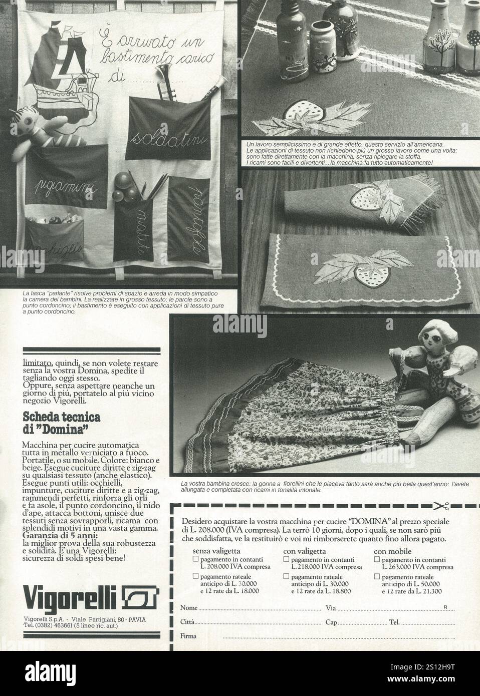 1977 Italian Vigorelli sewing machine ad Stock Photo - Alamy