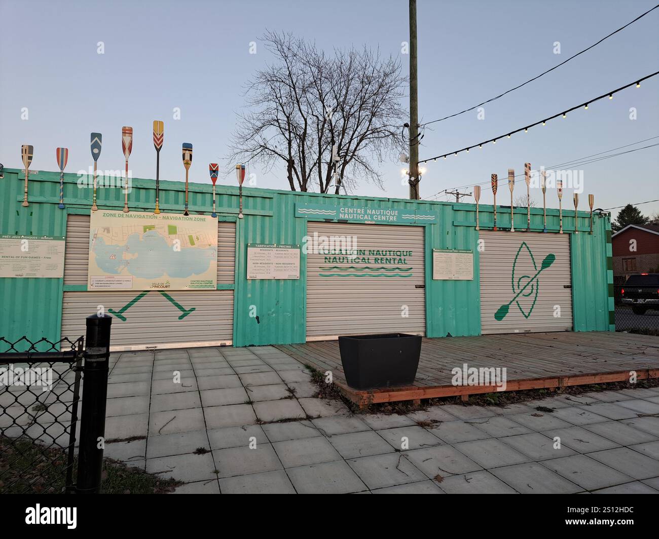 Nautical centre kayak sign at Bellevue Park in Pincourt, Quebec, Canada ...
