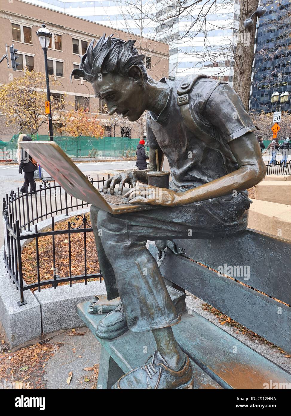 College student statue on Sherbrooke Street in downtown Montreal ...